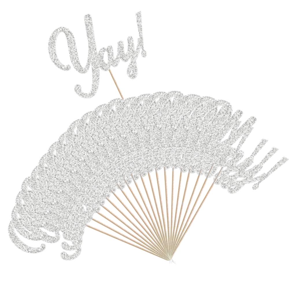 Yay Letters Cakes Toppers Grad Party Decor Centerpiece Sticks Silver ...