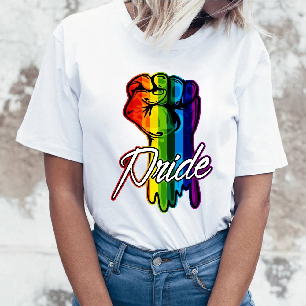 Buy Women's Fashion LGBT Pride Print T-shirt Summer Casual Loose Tshirt ...