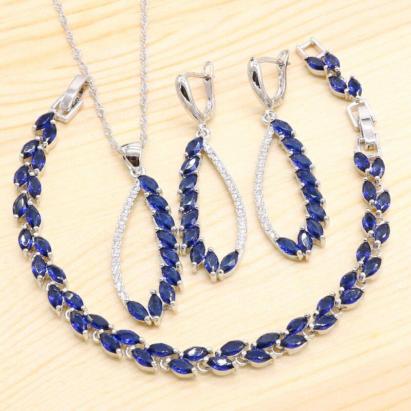 Cheap Blue Multicolor Zircon Silver Color Jewelry Set for Women ...