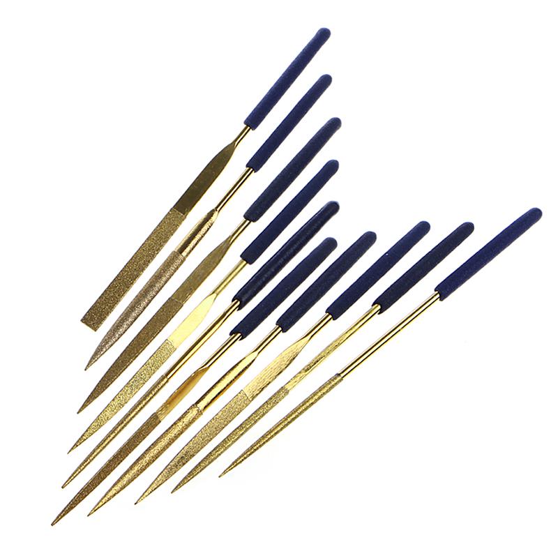 10Pcs Titanium Diamond Coating Needle Flat File Set Metal Working Craft ...