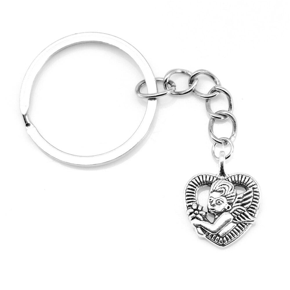 Buy 1pcs Antique Silver Color 16x20mm Love Angel Keychain Handmade ...