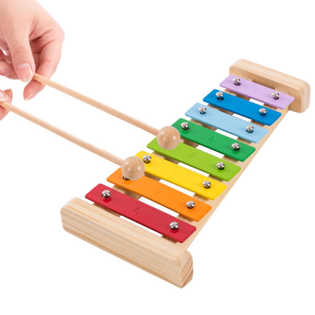 8 Tones Wooden Game Musical Educational Toys Xylophone Hand Knock for ...