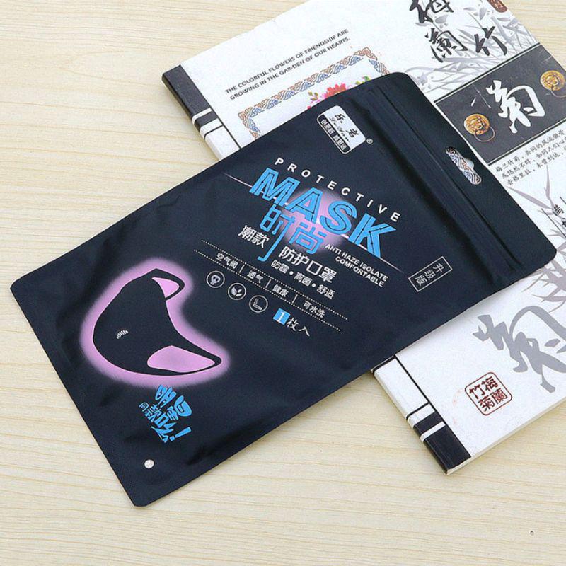 Summer Unisex Solid Black Color 3D Washable Sponge Mouth Mask Reusable ...