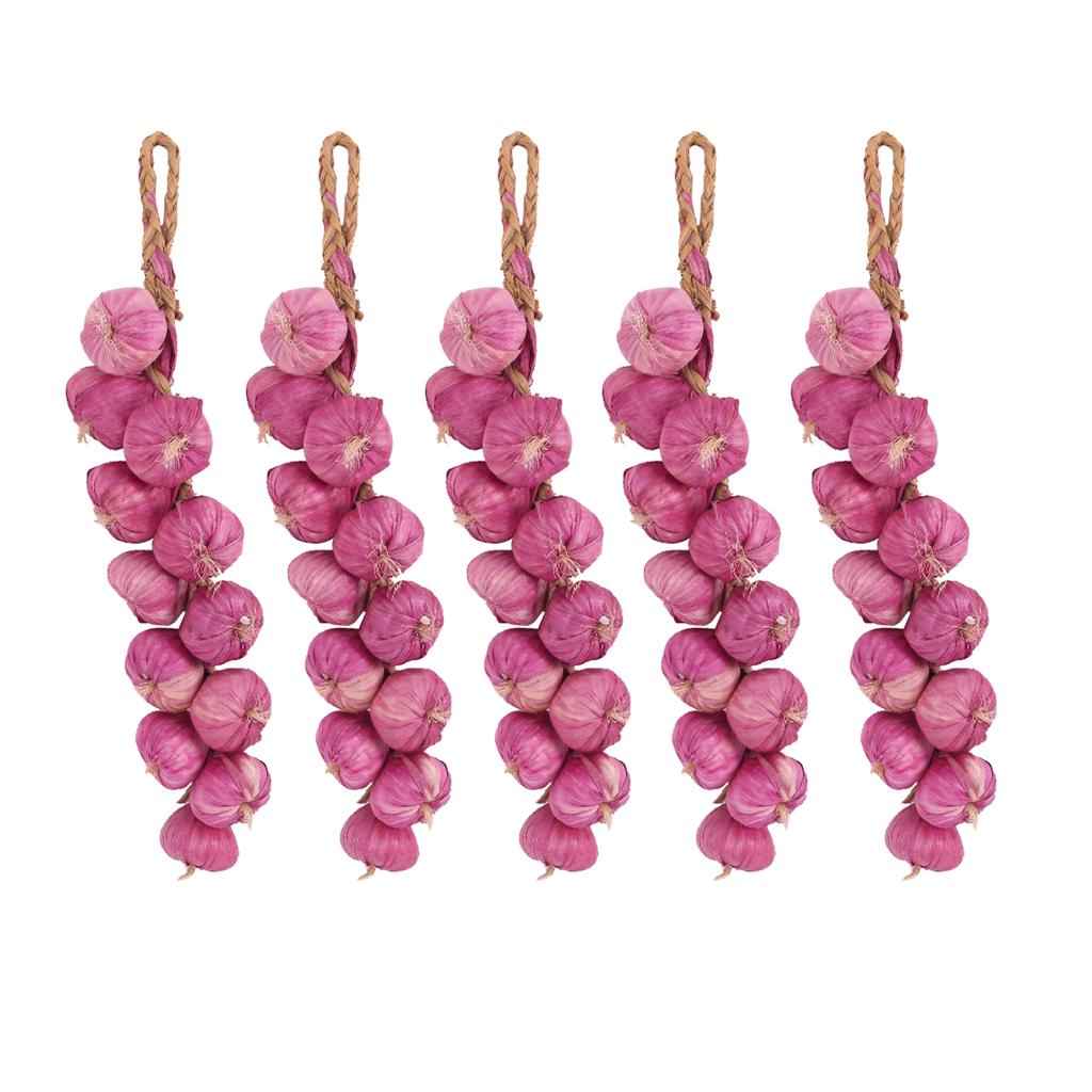 Buy 5Piece Artificial Hanging Garlic Bunch Realistic Kitchen Decor ...