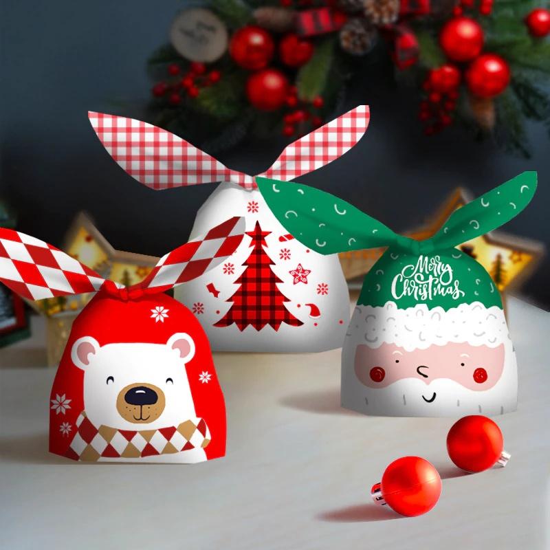 Buy 50pcs Santa Gift Bag Candy Bag Snowflake Crisp Bag Drawstring Merry ...