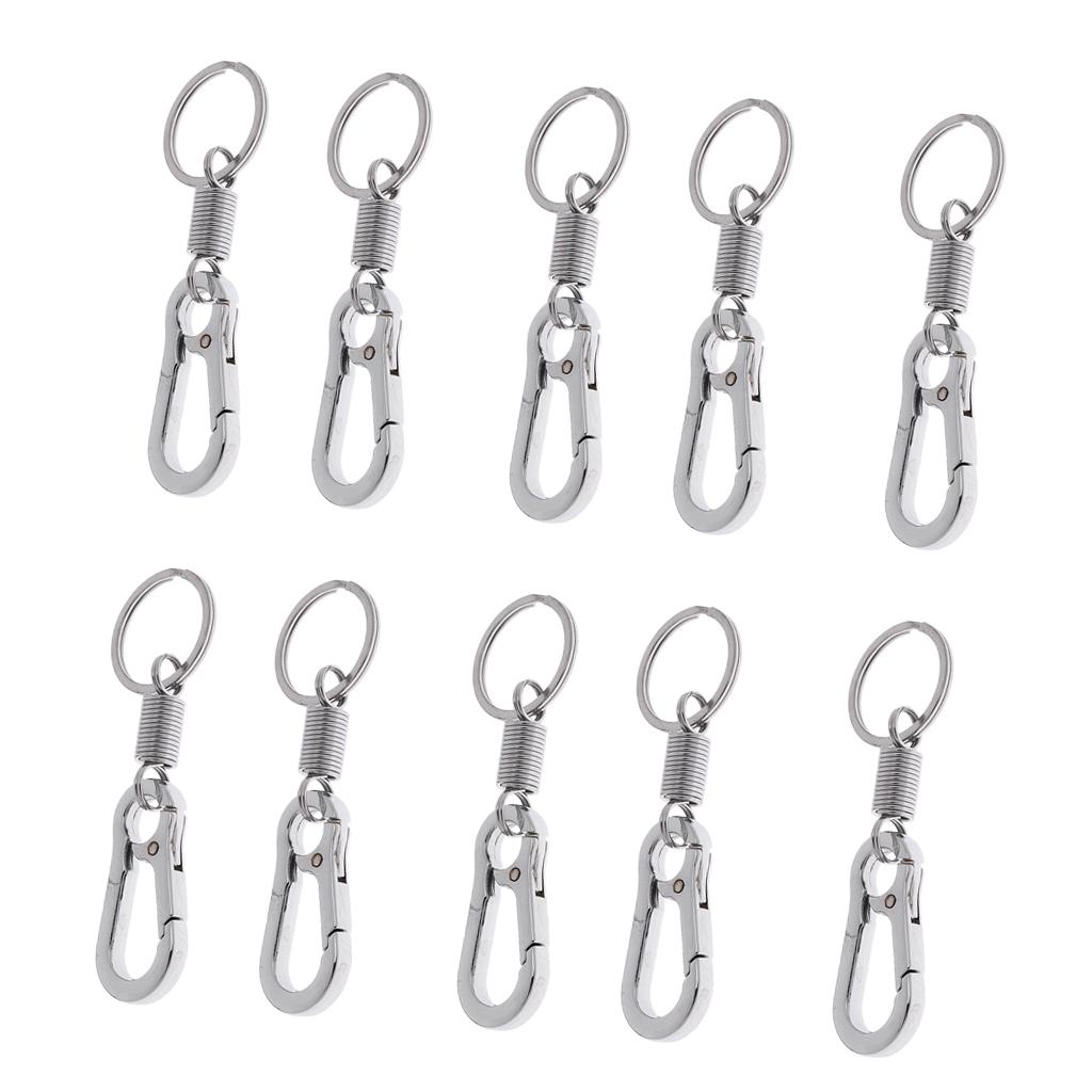 Buy 10 Pack Stainless Steel Spring Gourd Buckle Belt Clip Loop Keychain ...
