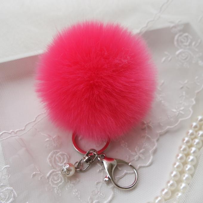 Buy Faux Rabbit Fur Ball Keychain Bag Plush Car Key Ring Car Key ...
