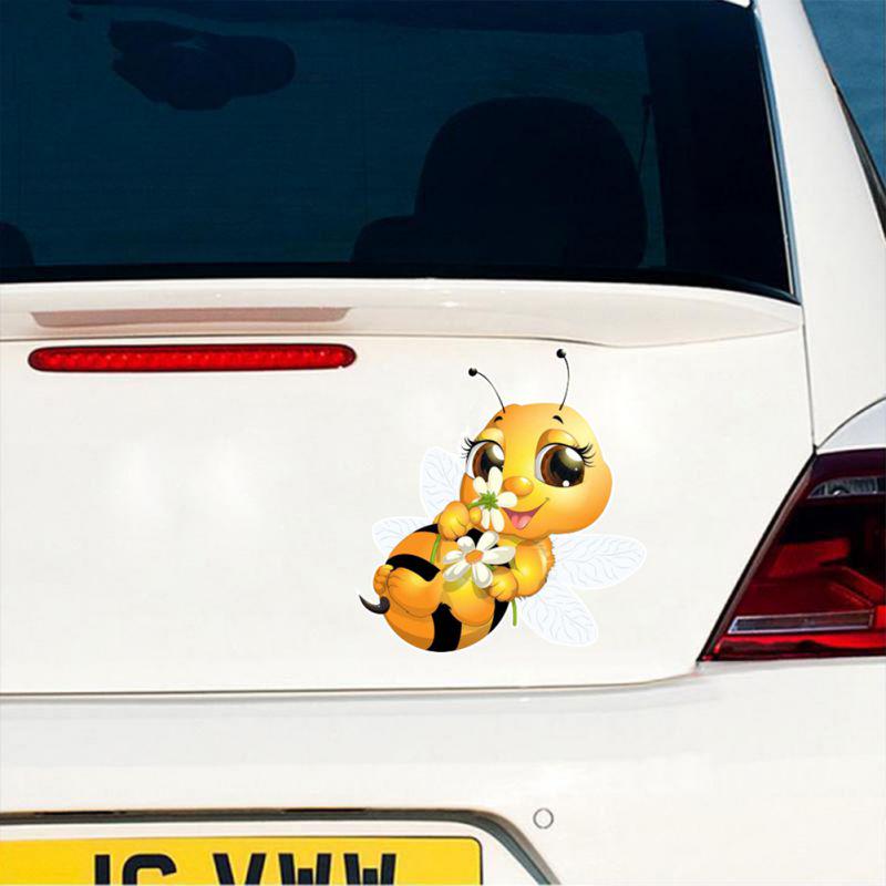 Buy Personality Funny Cartoon bee sticker pvc car Decal Smile Bee Car ...