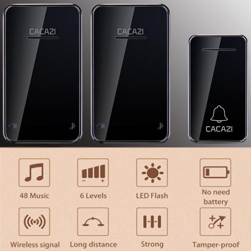 Buy Home Smart Call Bell 48 Chime Self-powered Wireless Doorbell 200M ...