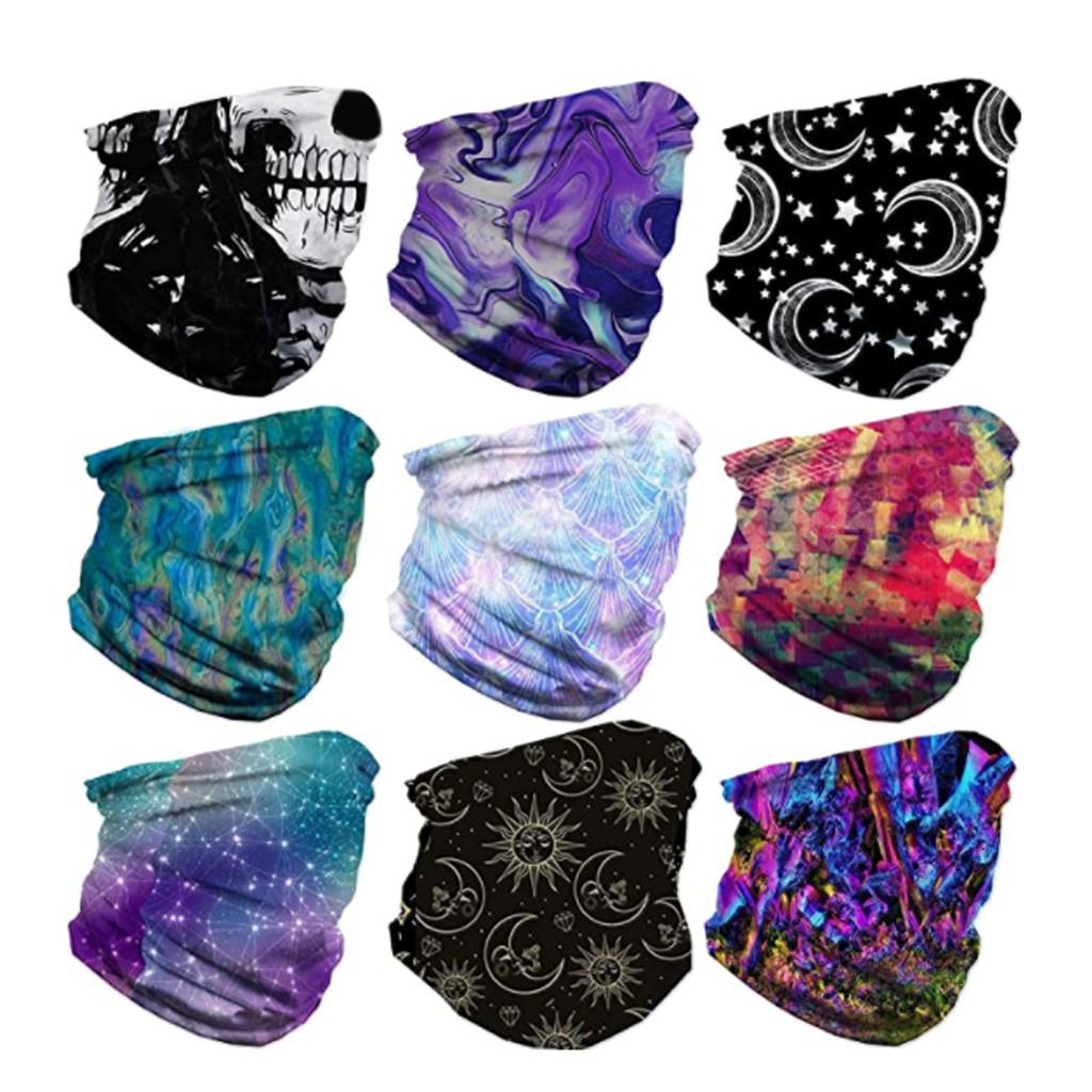 Buy Bandanas 9 Pack Unisex Outdoor Headband Scarf Neck Windproof Sun ...
