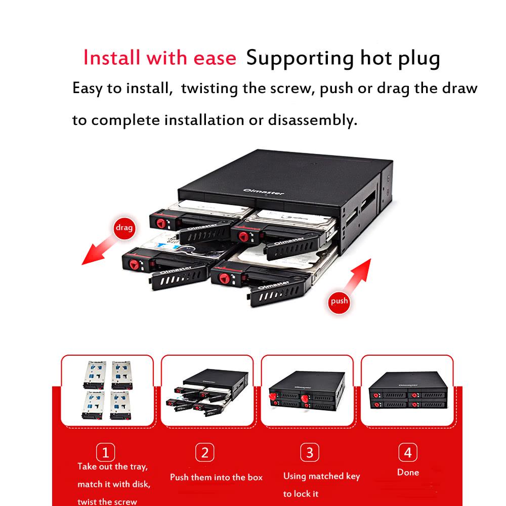 HBKS 4 Bays 2.5’’ SATA HDD SSD Hard Drive Mobile Rack Backplane with ...