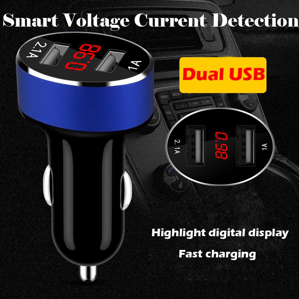 Buy Dual USB Car Charger 2 Port LCD Display 12-24V Cigarette Socket ...