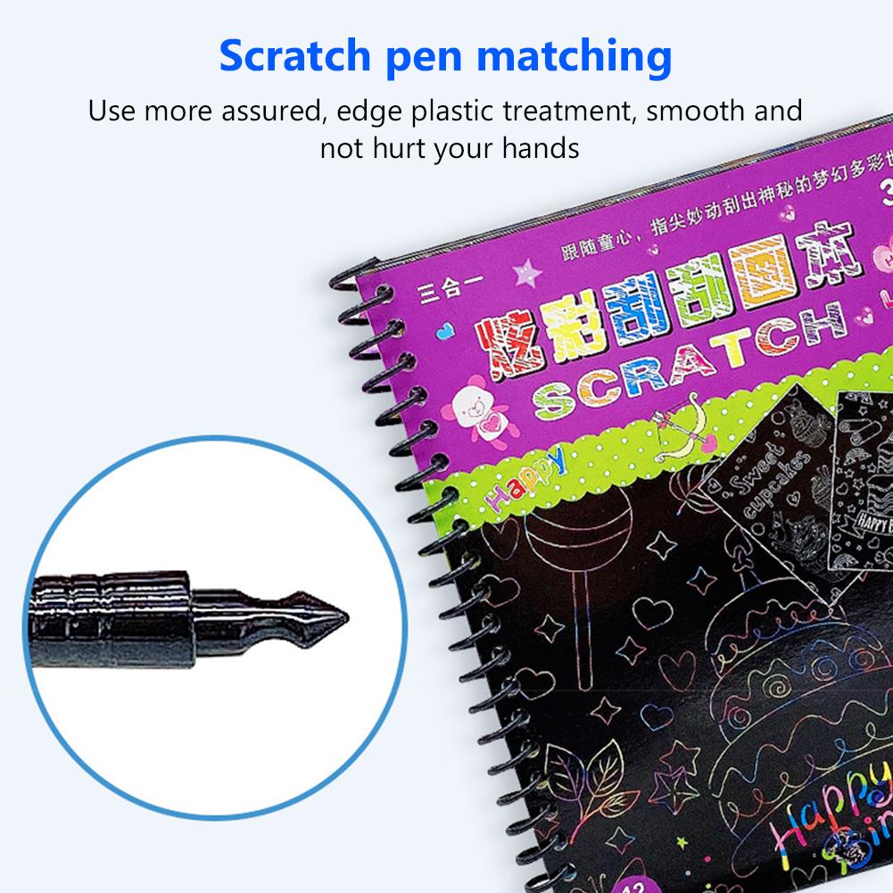 Buy Scratch Book Magic Painting Paper Art With Drawing Stick Kids Gift ...