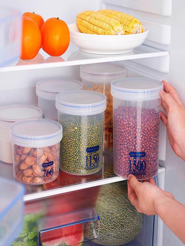 Buy Kitchen Plastic Sealed Cans Storage Box Transparent Food Canister ...