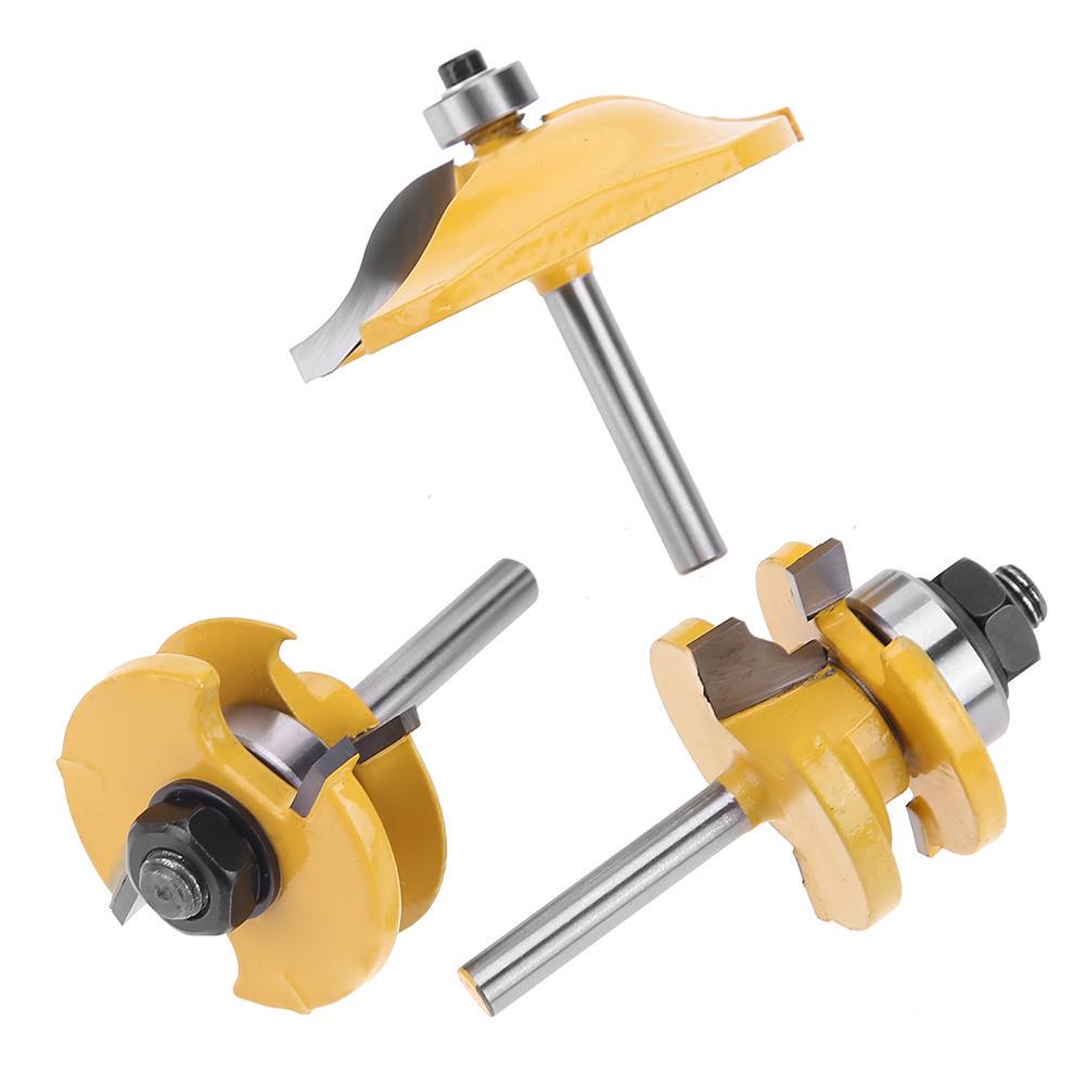 3pcs/set 1/4" Shank Router Bit Cabinet Door Milling Cutter Woodworking ...