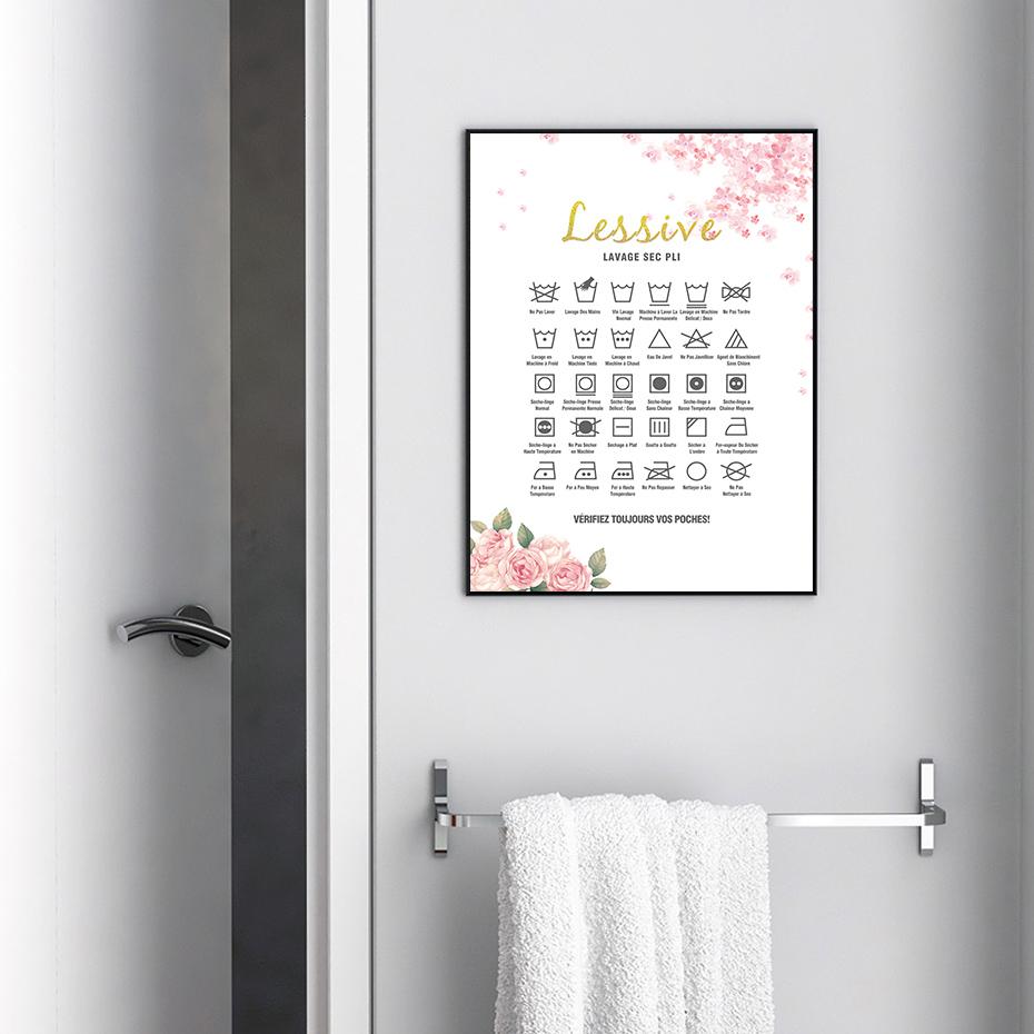 Satın alın French Laundry Symbols Guide Fold Dry Wash Posters Canvas ...