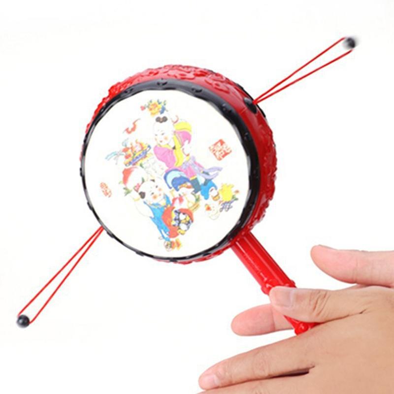 Buy Red Black Plastic Chinese Traditional Rattle Drum Spin Toy for Baby ...