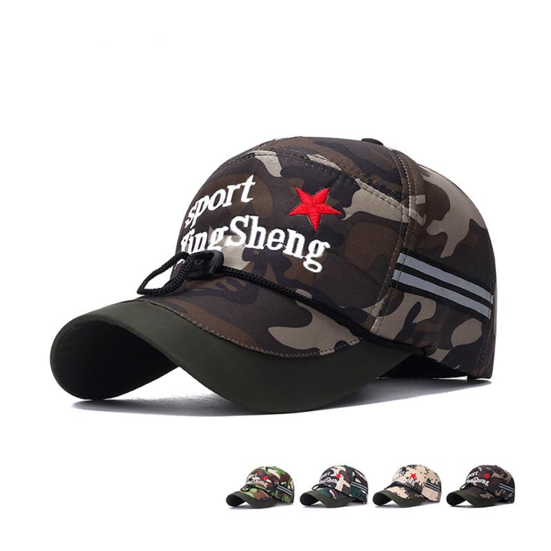 Men Baseball Cap Wind-proof Rope Camouflage Embroidery Star Outdoor ...
