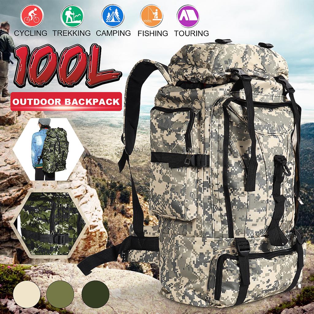 Buy 100L Camouflage Tactical Backpack Bag Outdoor Travel Hiking ...