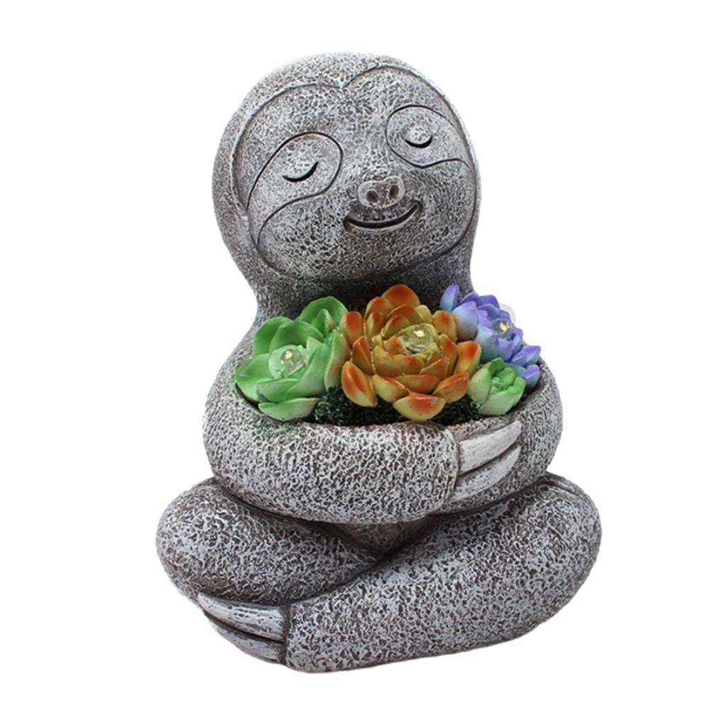 Buy Garden Statue Solar Lights Sloth Succulent Shape Decorations for ...