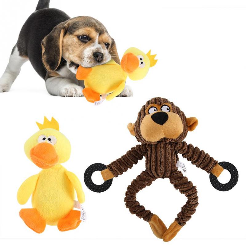 Buy Plush Pet Teether Teething Sounding Chew Toys Set Monkey + Duck at ...