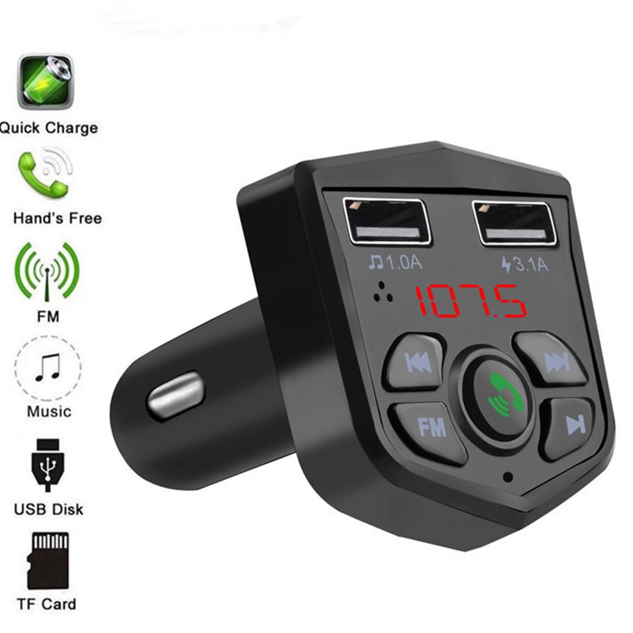 Buy Bluetooth 5.0 Handsfree Car Kit FM Transmitter 3.1A Quick Dual USB ...