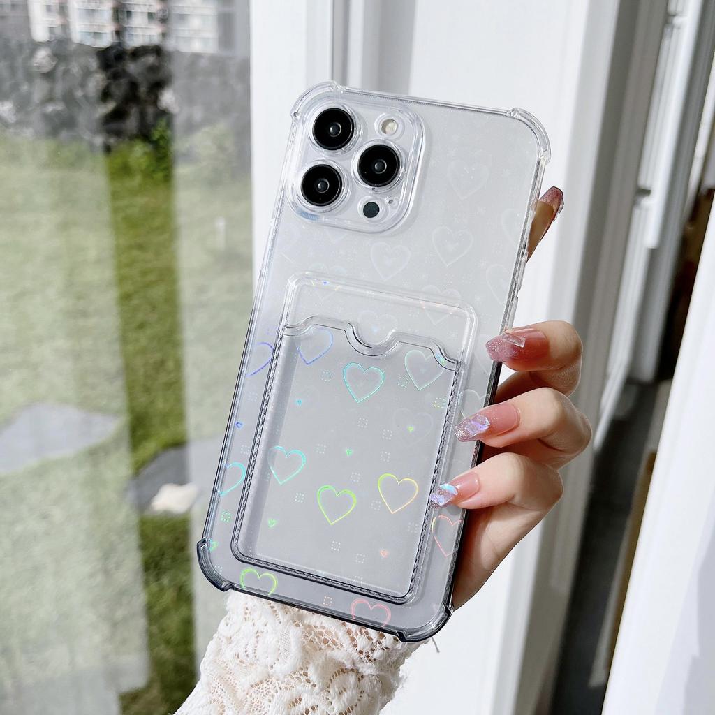 Buy Gradual Card nsertion Transparent TPU Four Corners Fall Prevention Phone Case For iPhone 14 ...