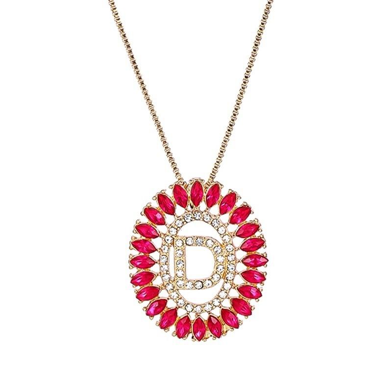 Six color optional women's fashion gold-plated crystal oval letter D ...