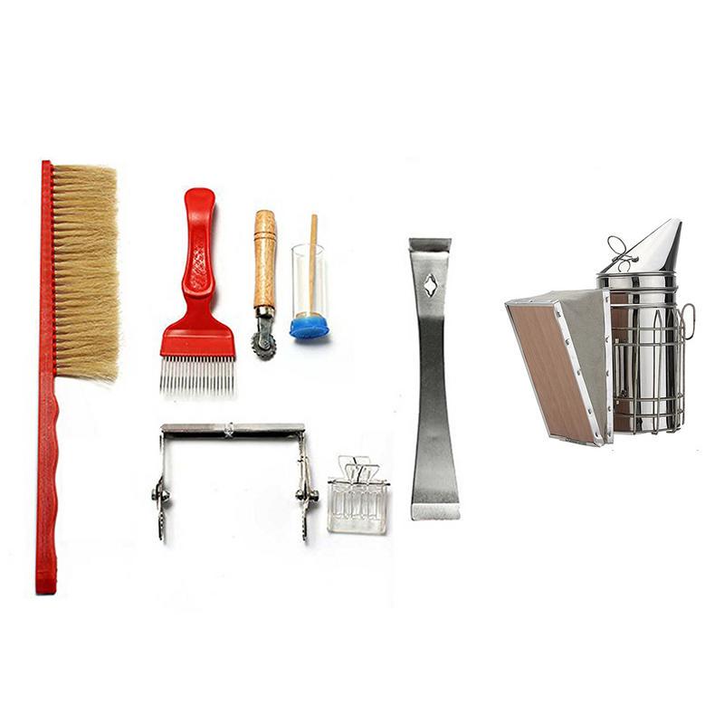 Buy Beekeeping Tool Kit Set Of 8 Bee Hive Smoker Brush Scraper Tools at ...