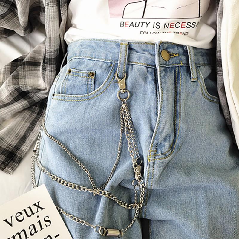 Women Hip Hop Metal Chains Stylish Pants Trousers Jeans Chain Double ...