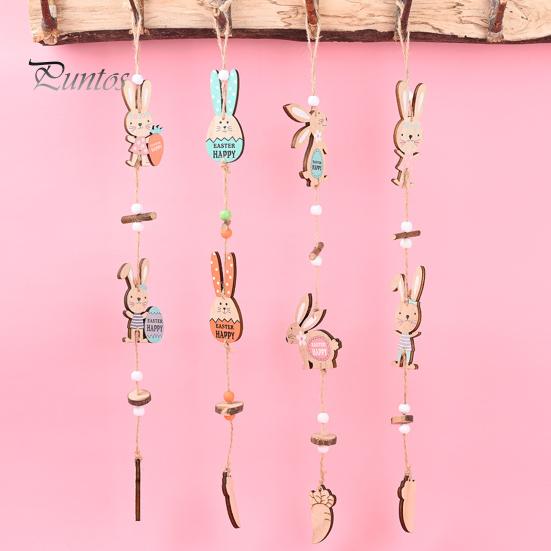 Buy Puntos Easter Pendant Bunny Pattern DIY Wooden New Decoration ...