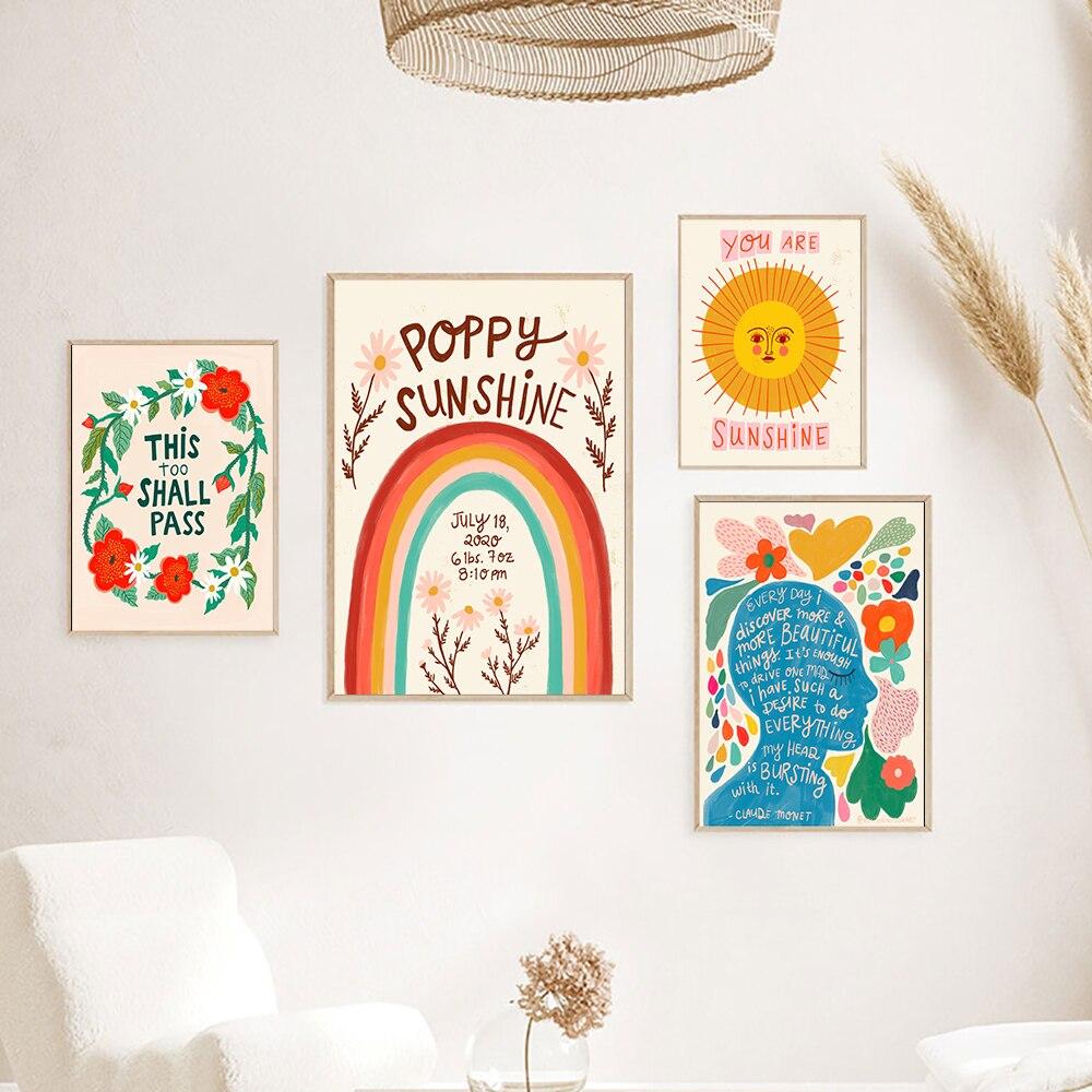 Buy Inspirational Quote Art Posters Boho Nursery Color Canvas Painting ...