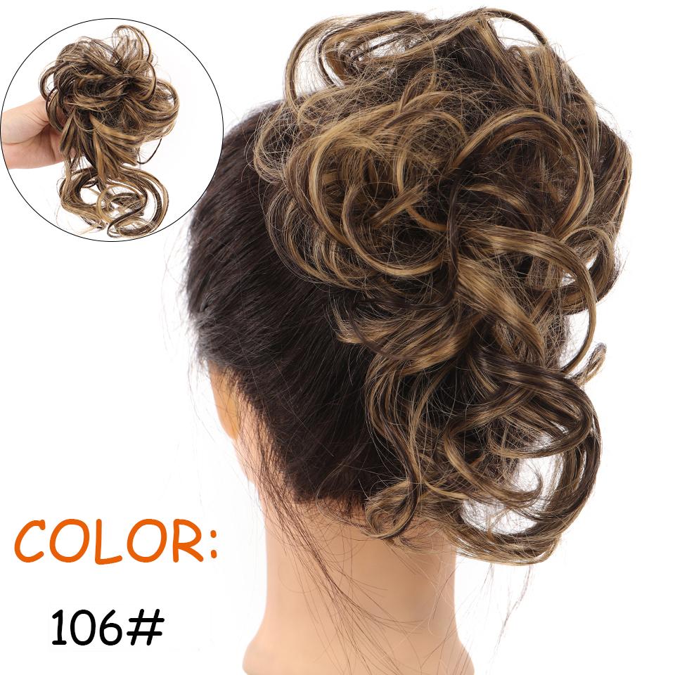Buy Synthetic Hair Bun Chignon Messy Curly Hair Band Elastic Scrunchy ...