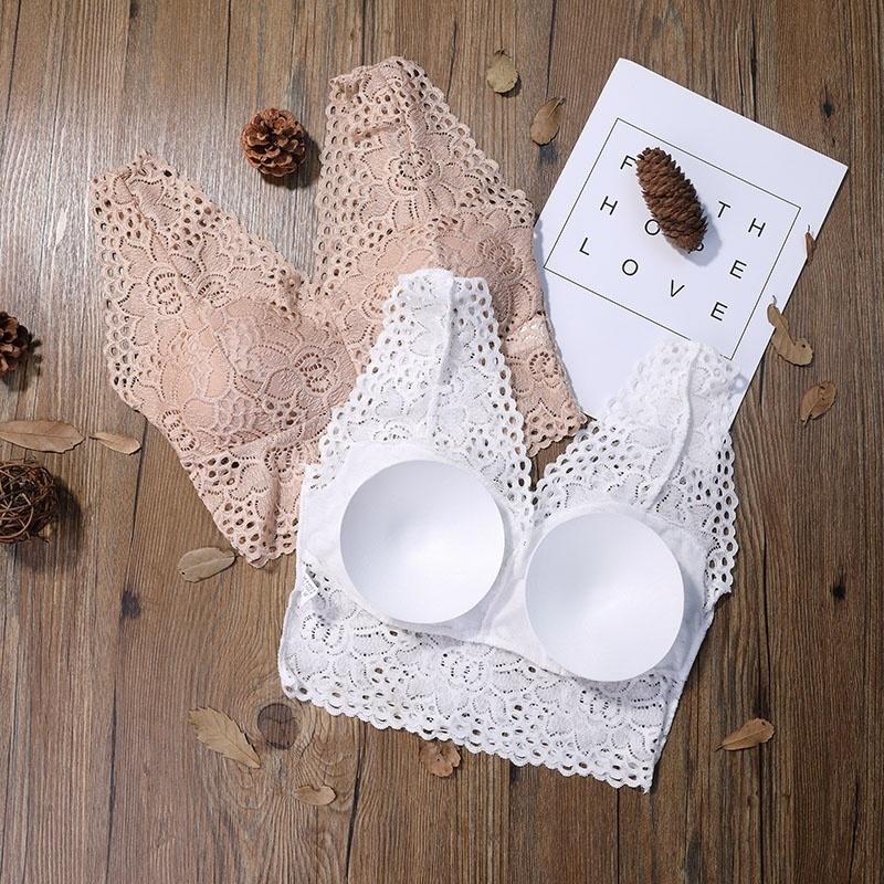 Buy Fashion Sexy Ladies Sexy Lace Deep V-Neck Solid Color Flowers ...