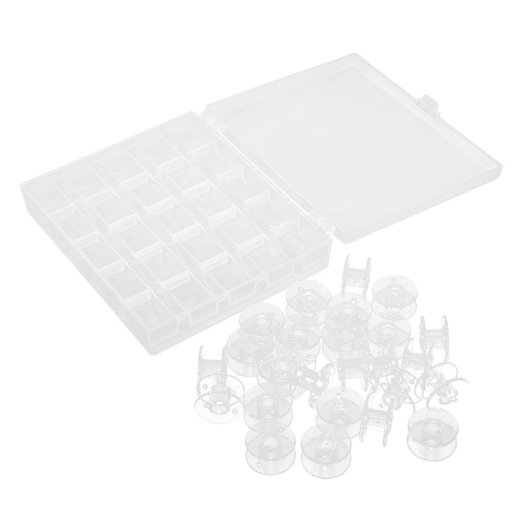 Buy 25 Solts Bobbins Spools Box with 25pcs Sewing Machine Clear at ...