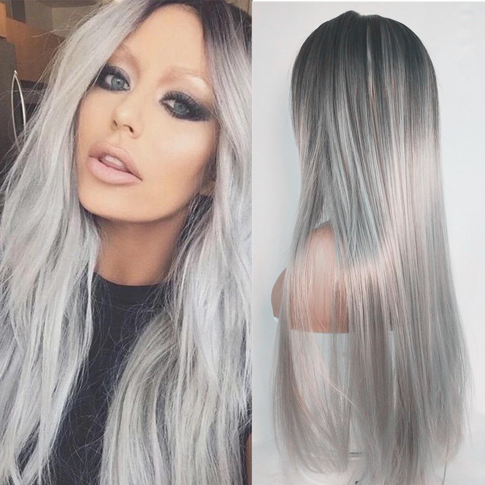 Buy Cosplay Halloween Party Gradation Grey Wigs Women High Temperature ...