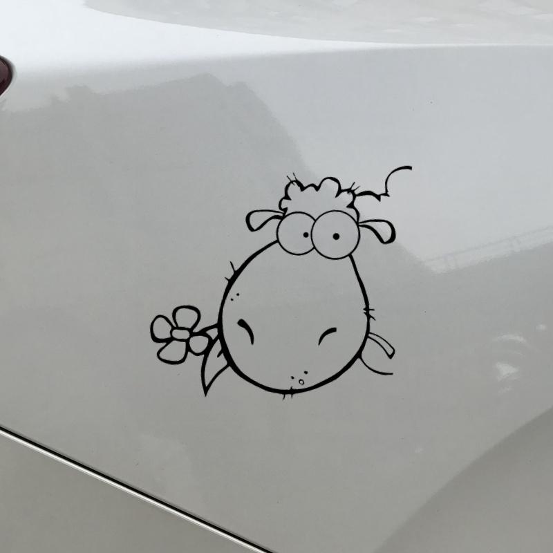 15*15CM Fashion Car Styling Decals Cartoon Funny Sheep Vinyl Car ...
