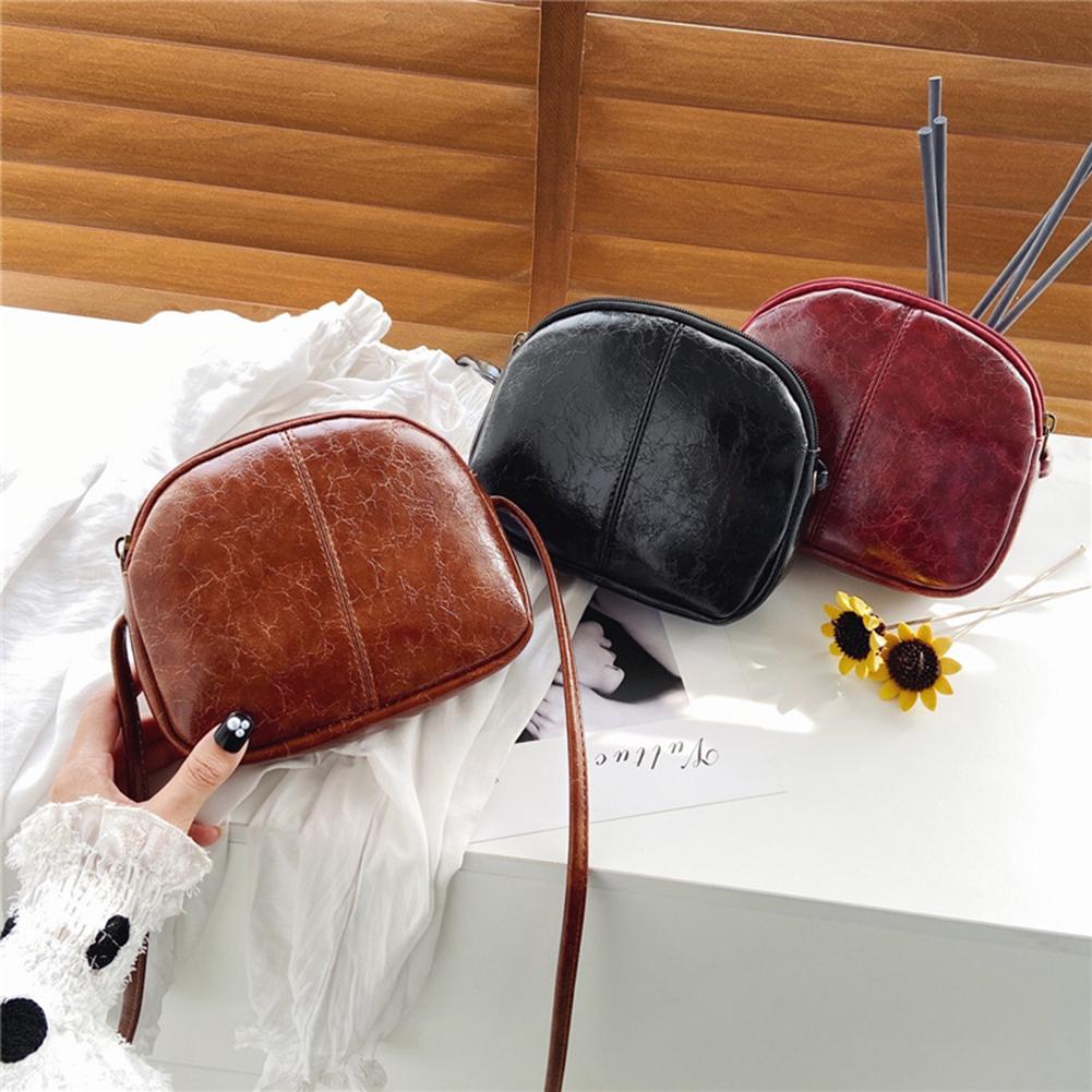 Buy Mini Shell Bag Women Retro Oil Leather Shoulder Messenger Bags ...