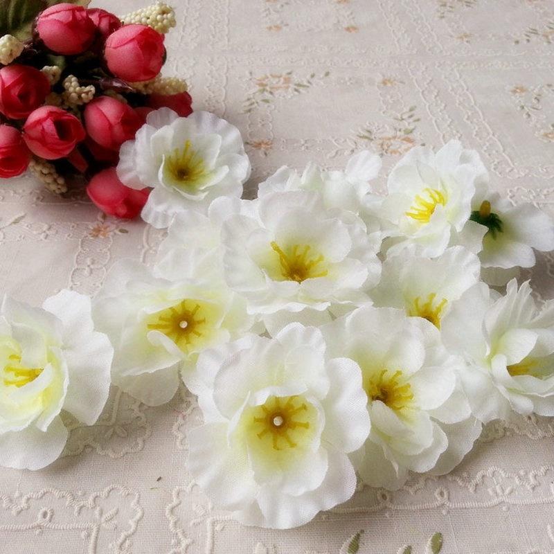 Buy Beautiful 100pcs Silk Artificial Peach Plum Flower Head Wholesale ...