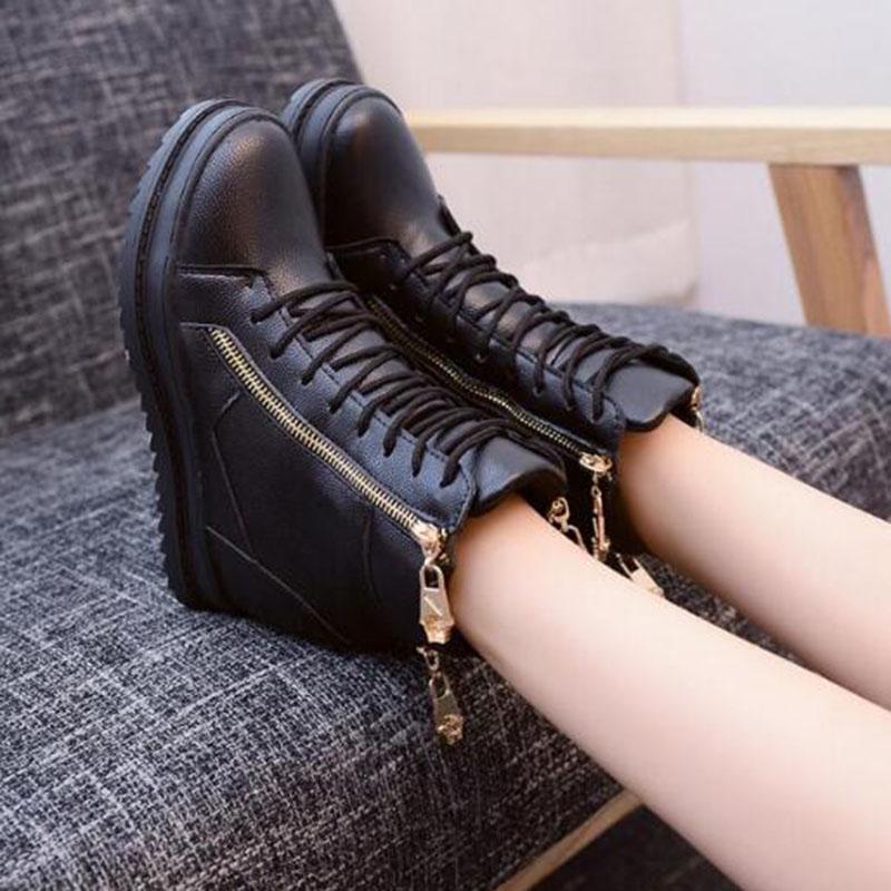 Buy Hidden Heel High Top Women's Sneakers Fashion Zipper Platform ...