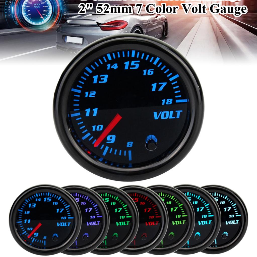 Buy Universal Car Auto 2 Inch 52mm 7 Color LED Gauge Volt Voltage Gauge ...