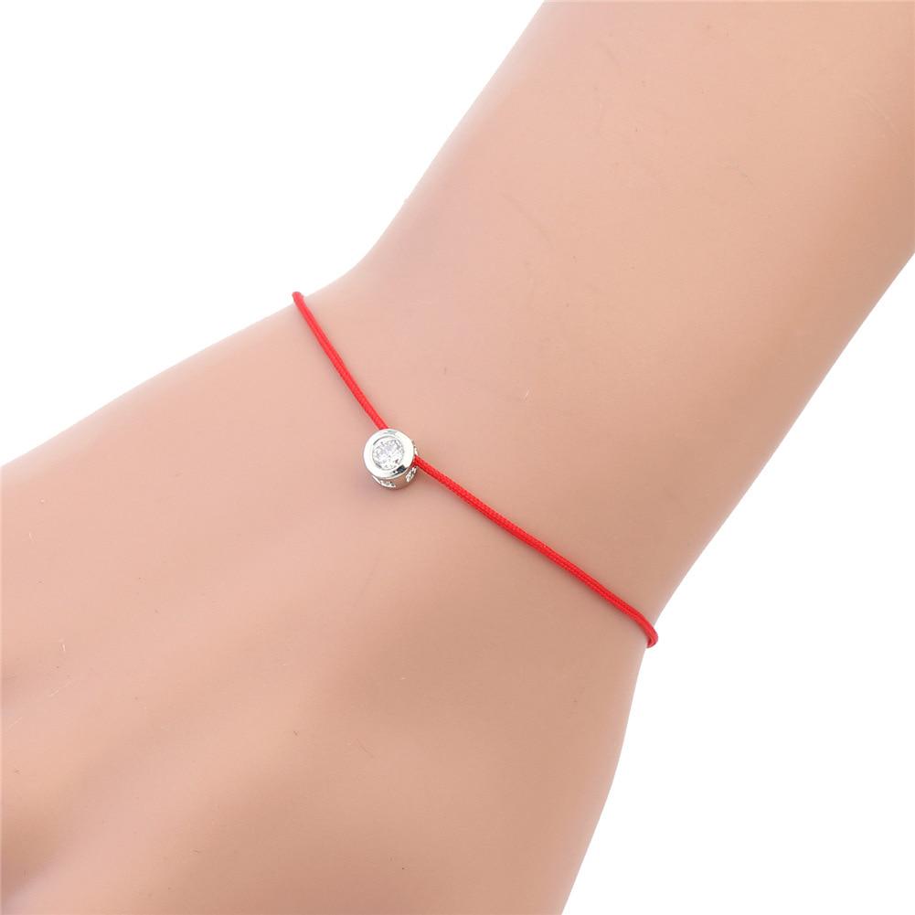 Buy Red Rope Bracelet Round Cubic Zircon Charm Friendship Bangles for ...