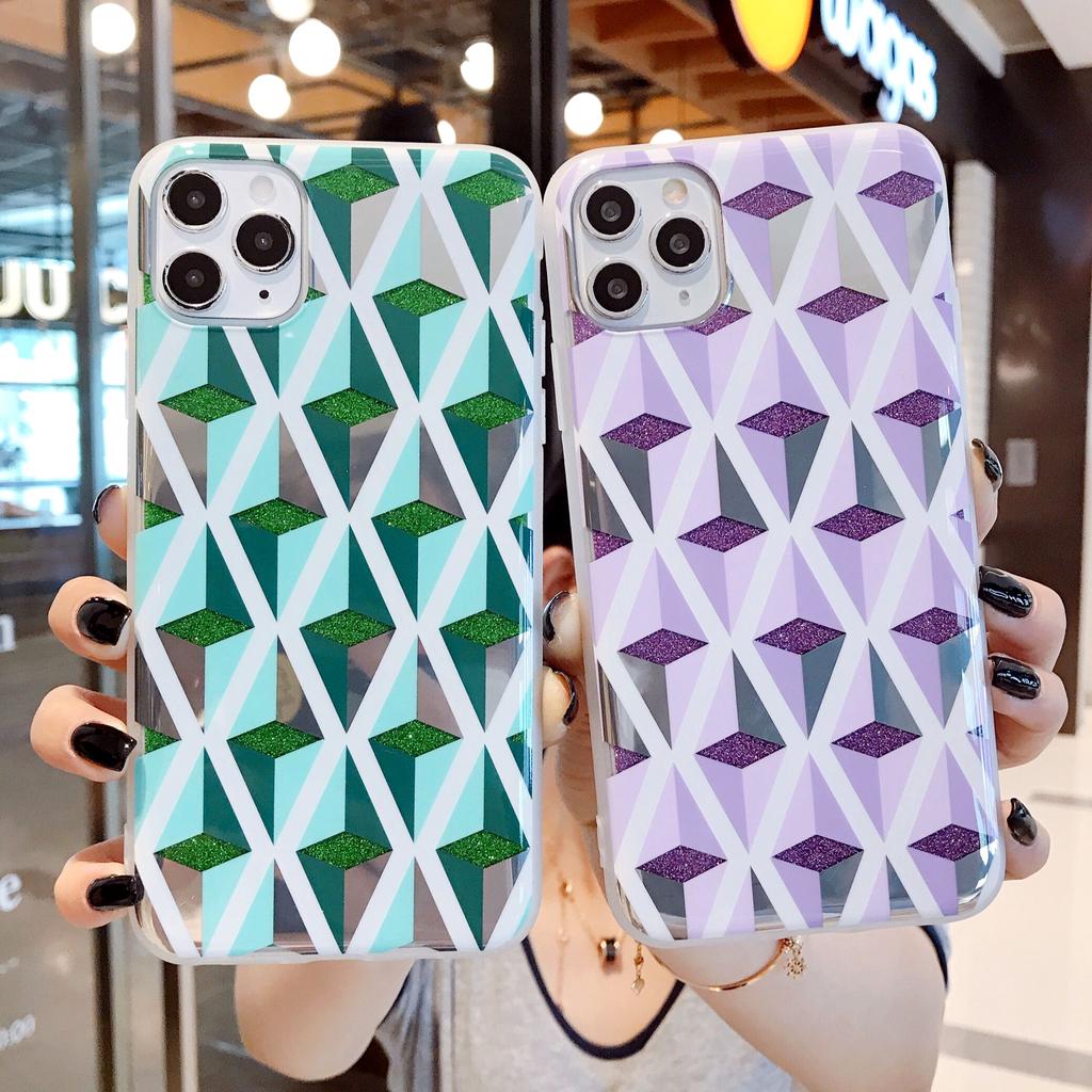 Buy Diamond Geometric Splice Phone Case For iPhone 11 Pro Max XR XS Max ...