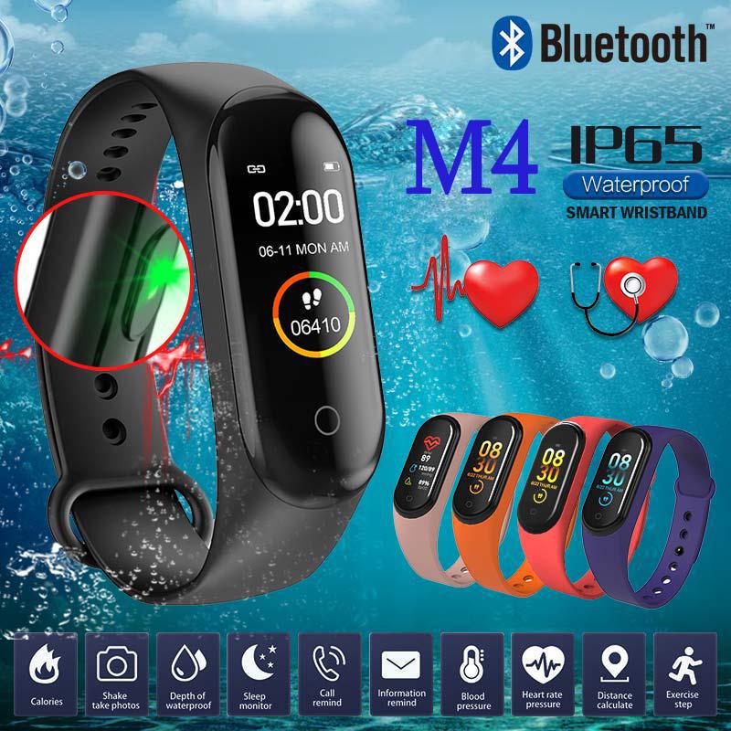 Buy M4 Color Screen Smart Bracelet Heart Monitor Blood Pressure Fitness ...