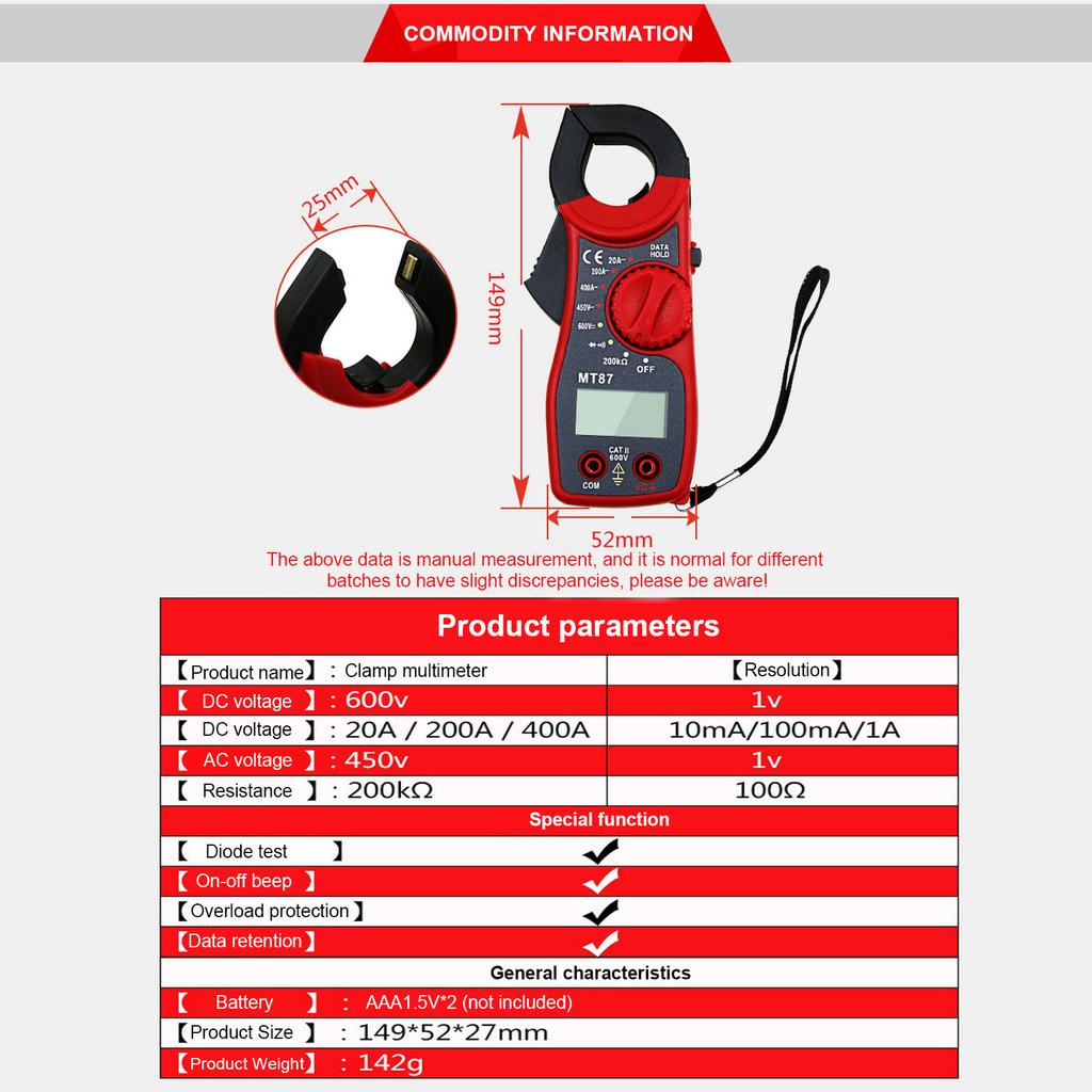 Buy Clamp Type Multimeter LCD Digital Clamp Meter Multimeter AC/DC ...