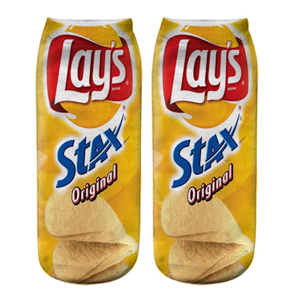 Fashion Women Unisex New Painting Art Socks Men 3D Potato Chips ...