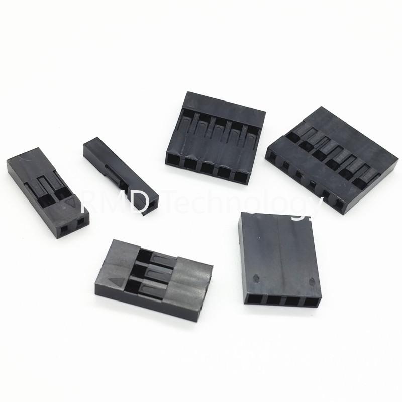 100pcs Dupont Connector 2 3 4 5 6 Pin Single Row 2.54 mm Plastic Shell ...