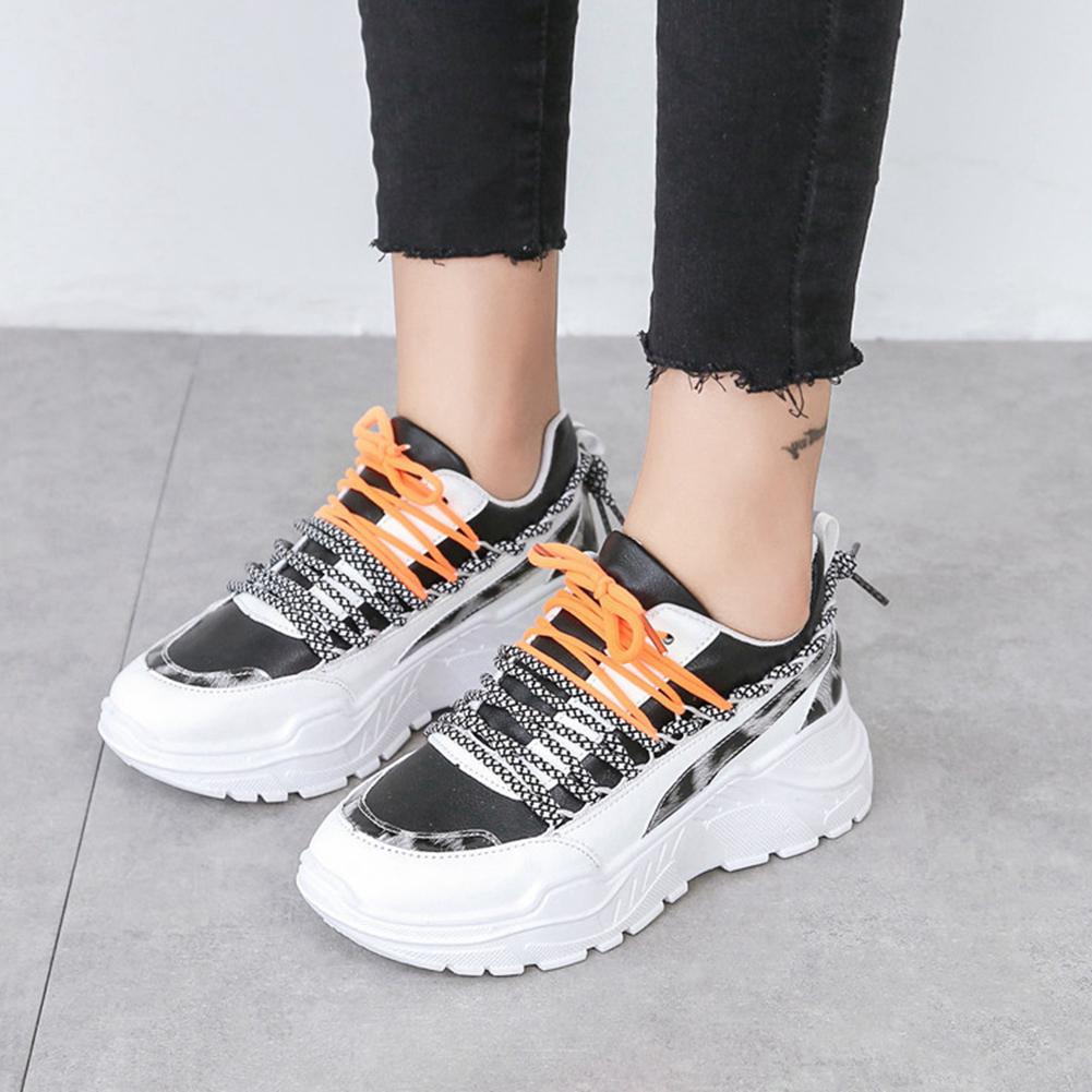 Buy 2020 New Arrivals Casual Female Flat Platform Flats Lace-Up Leopard ...