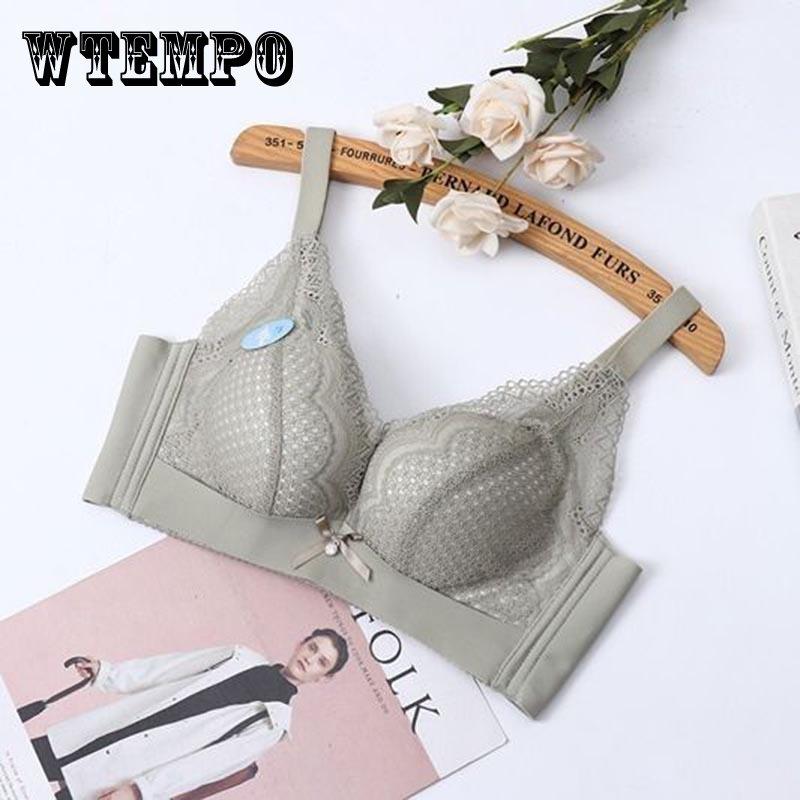 Cheap Large Size Women Lace Bras Beauty Back Gathered Bra Front Buckle ...