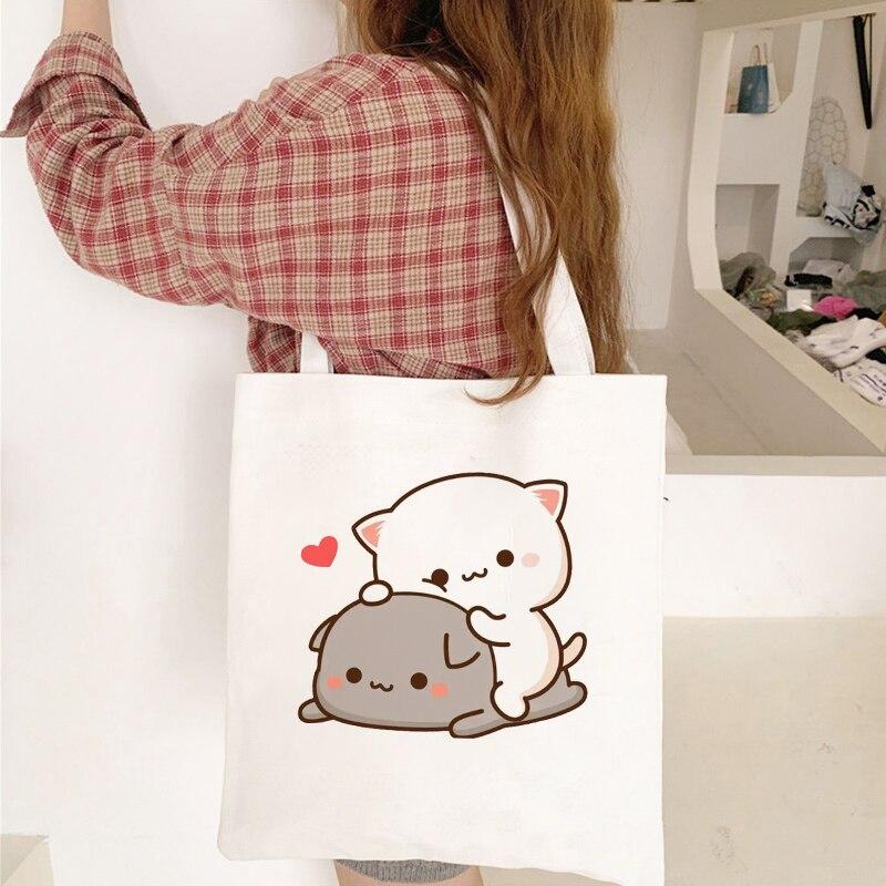 Cheap Fashion Shopper Bag Cute Cats Kawaii Animal High Capacity Casual ...